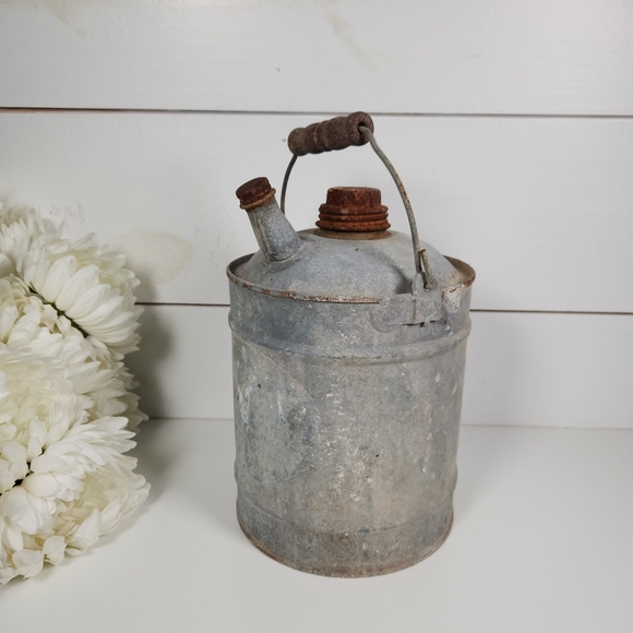 Accents | Vintage Galvanized Metal Gas Can Fuel Can Gas And Oil ...
